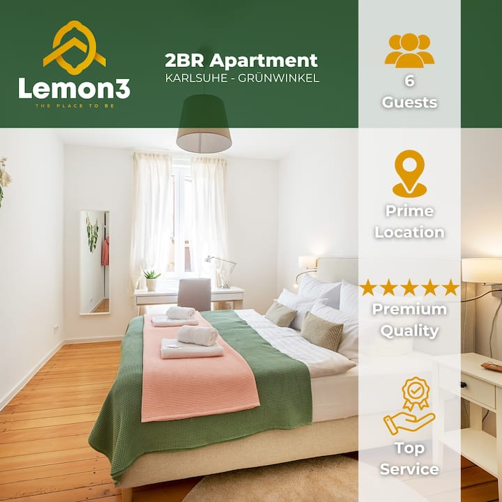 Lemon3: 2 Bedroom Apartment With Balcony - Karlsruhe