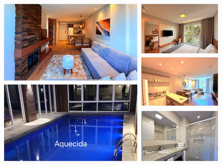 Magnífico Flat No Serra Class - Canela