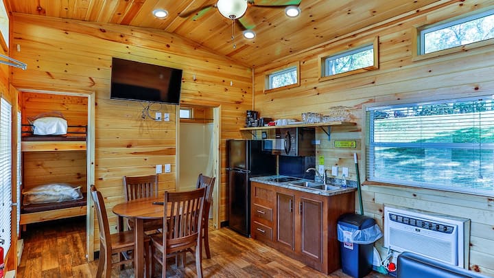 Deluxe Patio Cabin | Queen & Bunks | Sleeps 6 - Wisconsin Dells, WI
