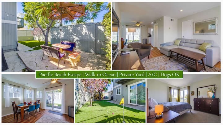 Pb Escape | Walk To Ocean | Private Yard | A/c - 샌디에고