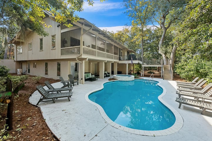 26 W Beach Lagoon - 3rd Row Ocean Home In Sea Pines - Bluffton, SC