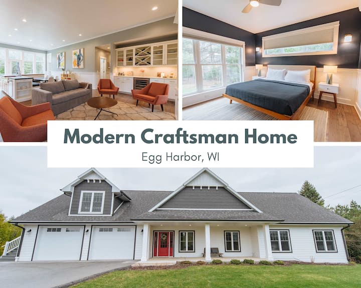 Designer Craftsman Home · Firepit · Walk To Town - Egg Harbor, WI