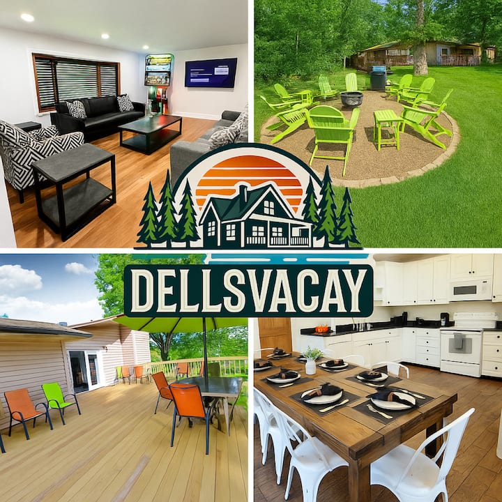 All Decked Out | Arcade Games | 5 Br | Firepit - Wisconsin Dells, WI