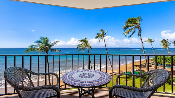 Direct Beachfront Studio W Pool - Vi 407 - 마우이