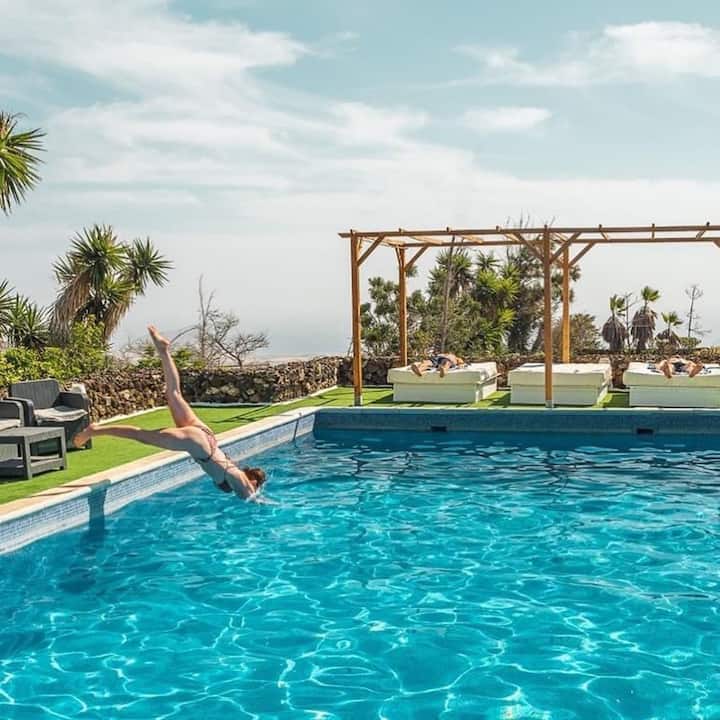 Grande Piscine Chauffée, Bain à Remous, Bar, Salle - Tenerife