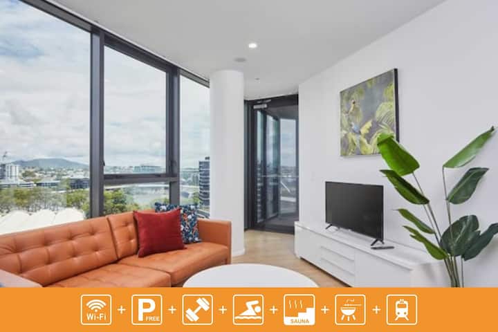 Artistic South Bank 2bed Apartment+free Parking - Brisbane