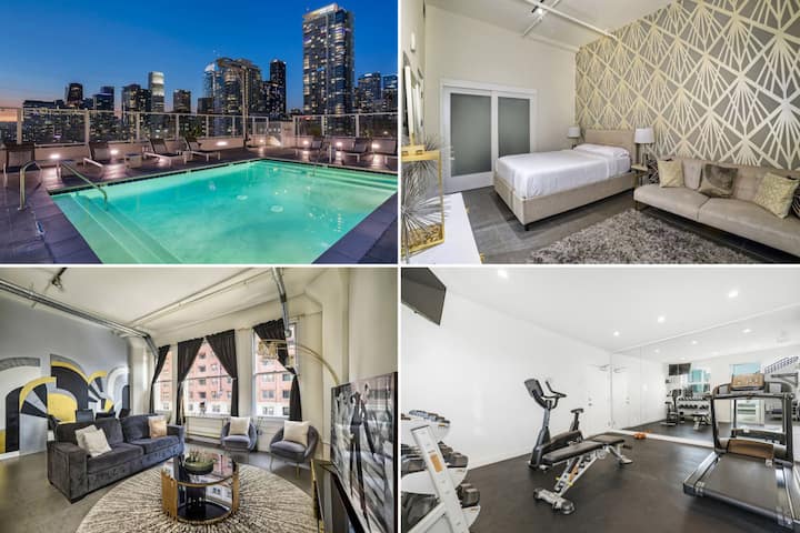 ⁎Art Deco Condo⁎ Pool ⁎ Gym⁎ Free Parking ⁎Jacuzzi - Los Angeles, CA
