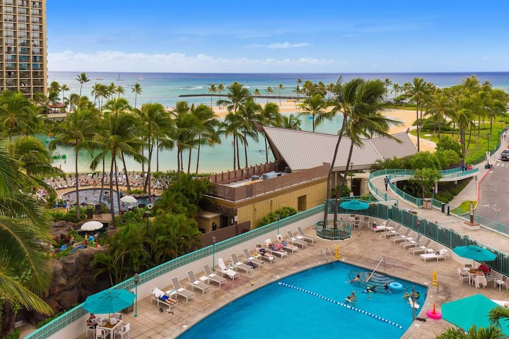 Ilikai 542 Océano / Laguna / Cama King, Sofá Cama - Honolulu