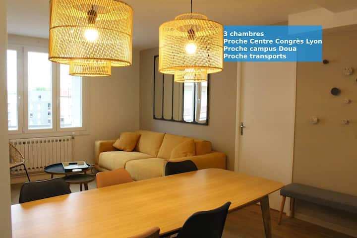 Appartement Cosy, Parking Gratuit Doua Eurexpo - Groupama Stadium - OL