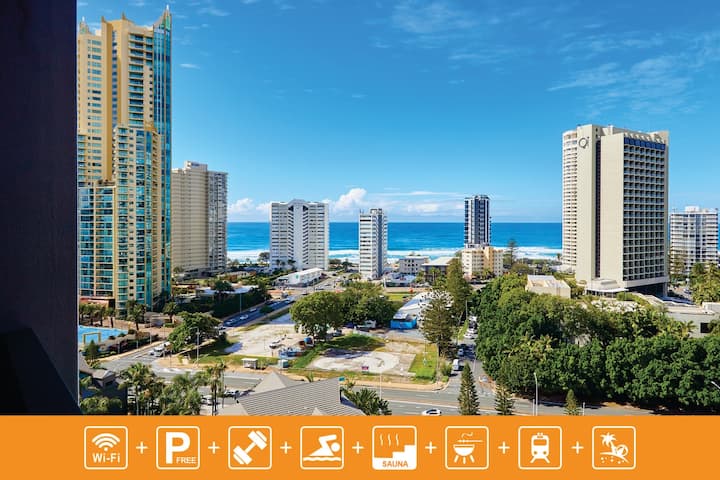 Stylish 1 Bedroom + Partial Ocean View In Surfers - Gold Coast
