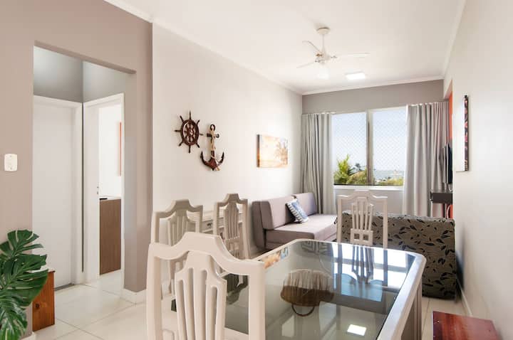 Apê Aconchegante Vista Mar - 1 Vaga - Guarujá