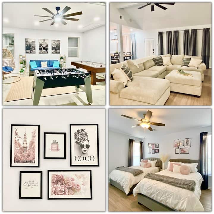 The Helix Haus - Luxury Vacation Home! Hot Tub, Fire Pit, Game Rm, Vanity Rm - Fredericksburg