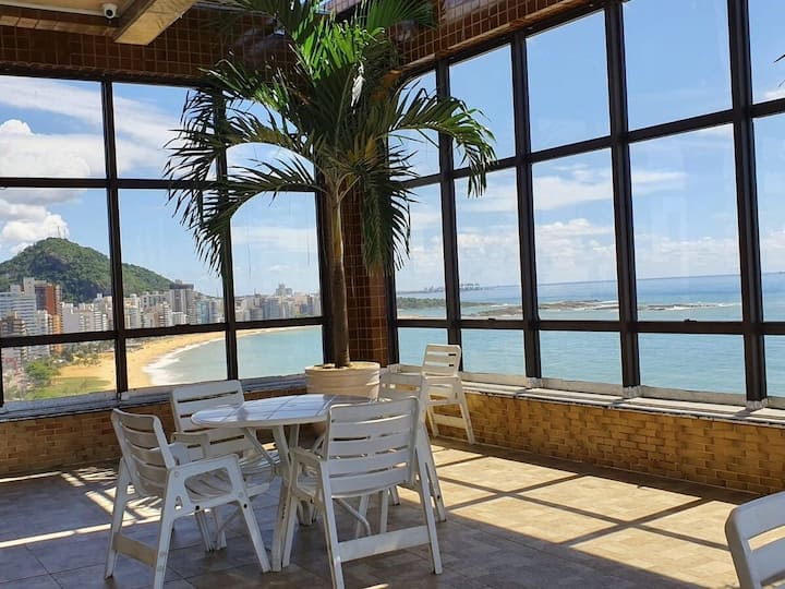 80m2/frente Mar/cqueen/piscina/ar/garagem/academia - Vila Velha