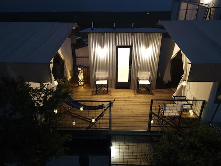 Retreat On The Hill: The Twins - Epic Safari Tents - Marble Falls, TX