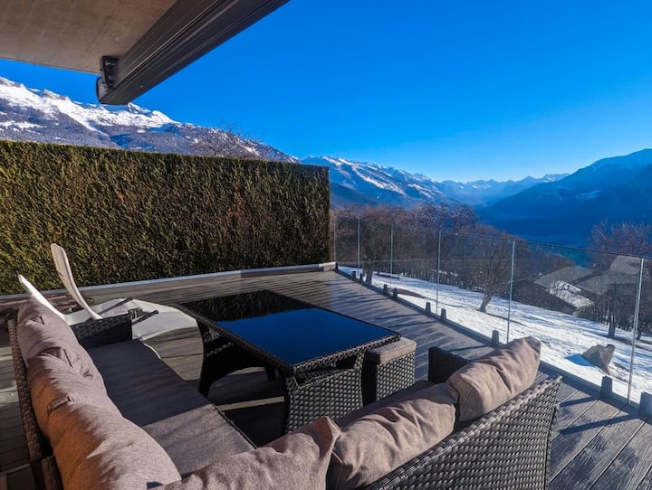 Luxury Chalet With Hot Tub & Views - Vercorin