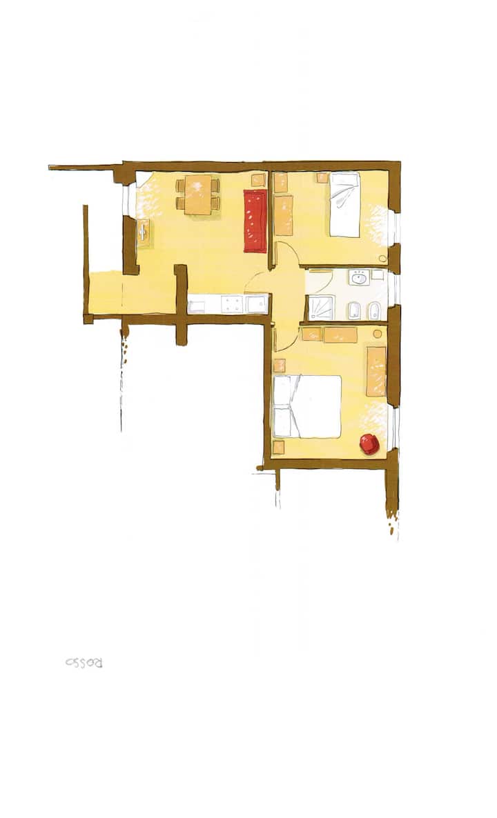 Giallo/rosso 2 Bedroom 1 Bathroom Apartment - Siena
