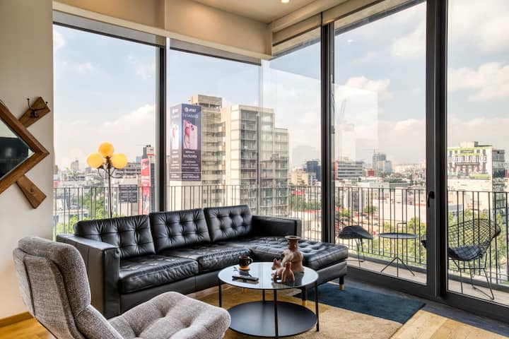 Modern Elegant Apartment | Balcony | Gym - Mexico City
