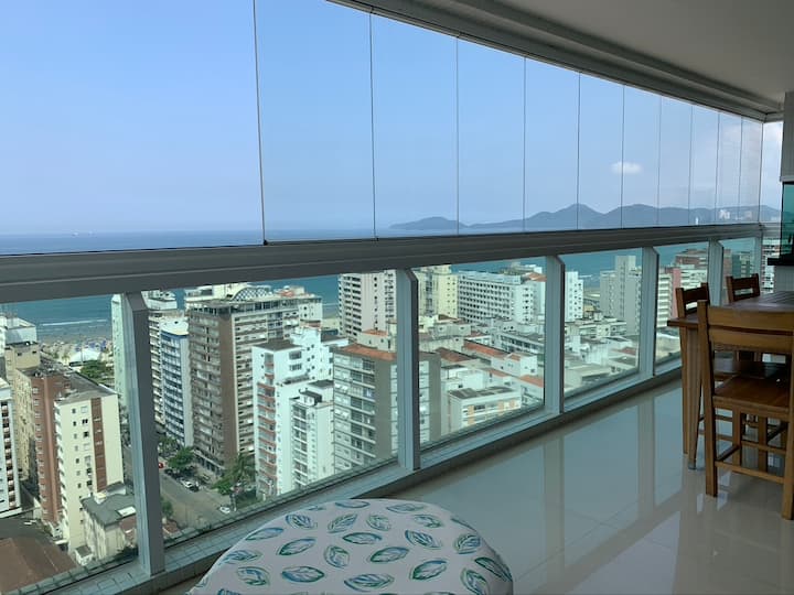 Vista Panorâmica Pro Mar | Varanda Gourmet | Luz N - Santos State