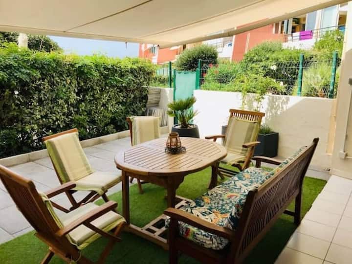 "Croisette" Rez De Jardin Accès Direct Plage, Clim - Sète