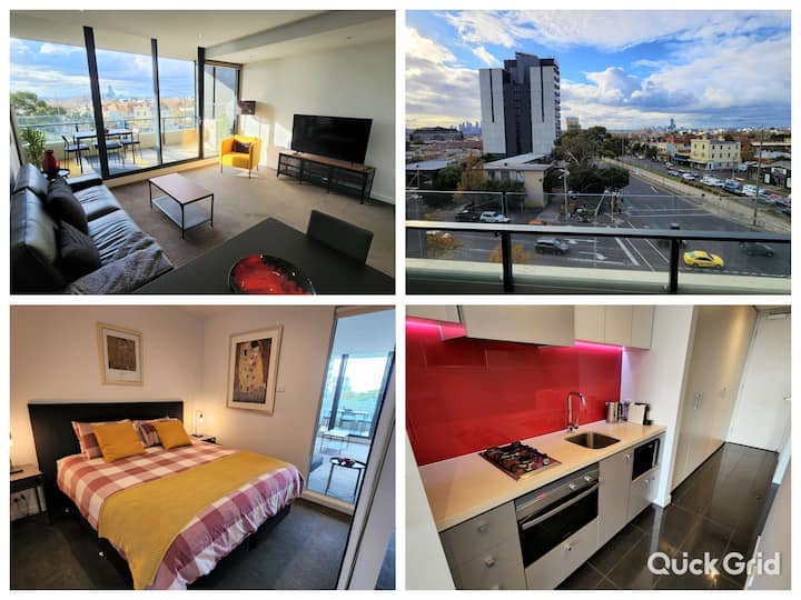 St Kilda Vibes City Views - Airy 1 Bed Sleeps 2-4 - St Kilda