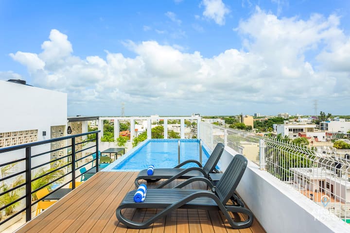 Chic Apt In Condotel 01 , Roof Pool, Walk To Beach - Playa del Carmen