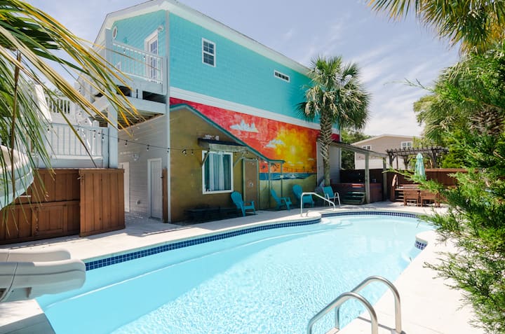 Private Pool W Slide, Hot Tub, 2 Kitchens- C262 - Carolina Beach, NC