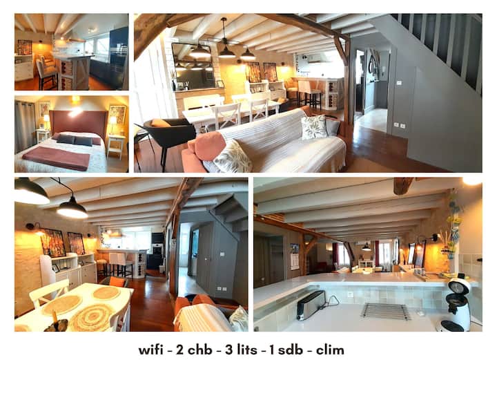 Duplex-chtx Centre-2chb- 6pers- Terrasse-wifi-clim - Châteauroux