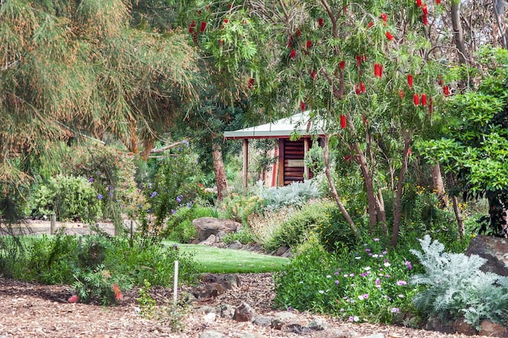 Log Spa Cabin Set Amongst Native Gardens - Dunkeld, Australia