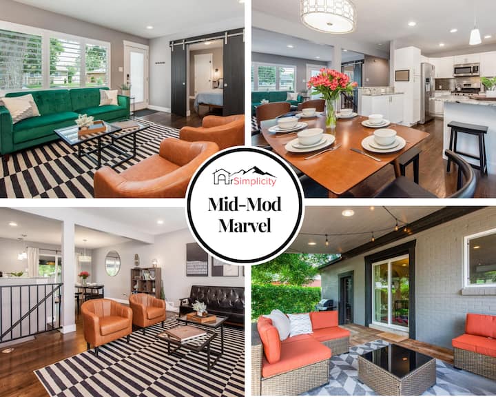 Mid-mod Marvel • Central • Game Rm/wet Bar • Patio - 阿瓦達