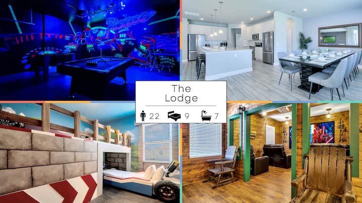 Epic Game Room, Gokart Beds, Log Cabin Theater, Waterpark: The Lodge - Davenport, FL