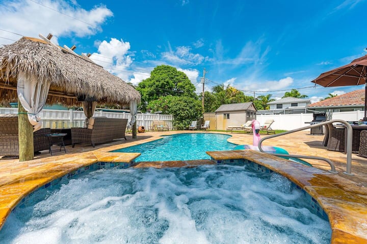 Tiki Sea Breeze Retreat- Pool+spa - 5 Min To Beach - Deerfield Beach, FL