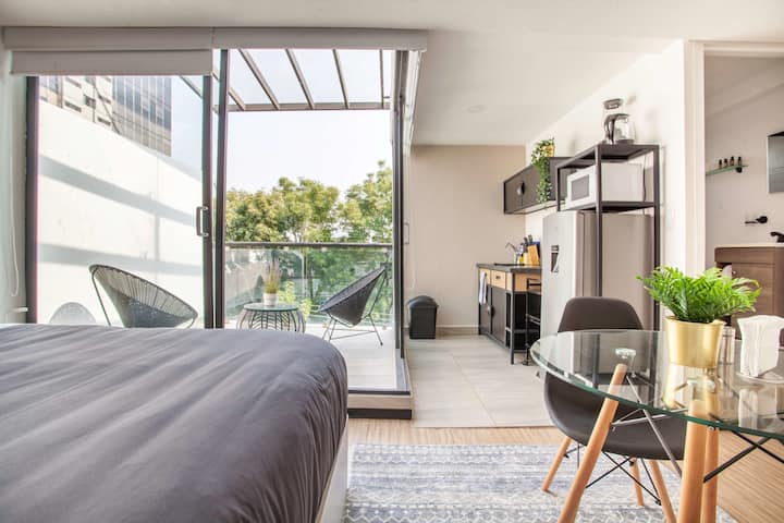 Estudio Con Espectacular Terraza En La Roma! - Baja California