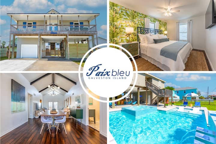 𝐏𝐚𝐢𝐱 𝐁𝐥𝐞𝐮 Pool & Spa | 4 Bedroom | Pets | - Jamaica Beach, TX