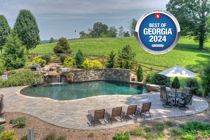 Luxury Oasis W/ Waterfall Pool & Sauna - Sleeps 20 - Blue Ridge, GA