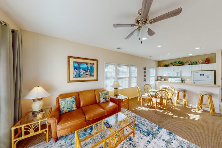 Beach-themed 1br 1st-floor | Patio | Pool - Sunset Beach, NC