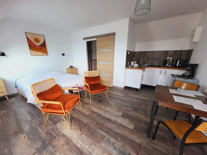 Studio-confort-douche-vue Mer-balcon - Wissant