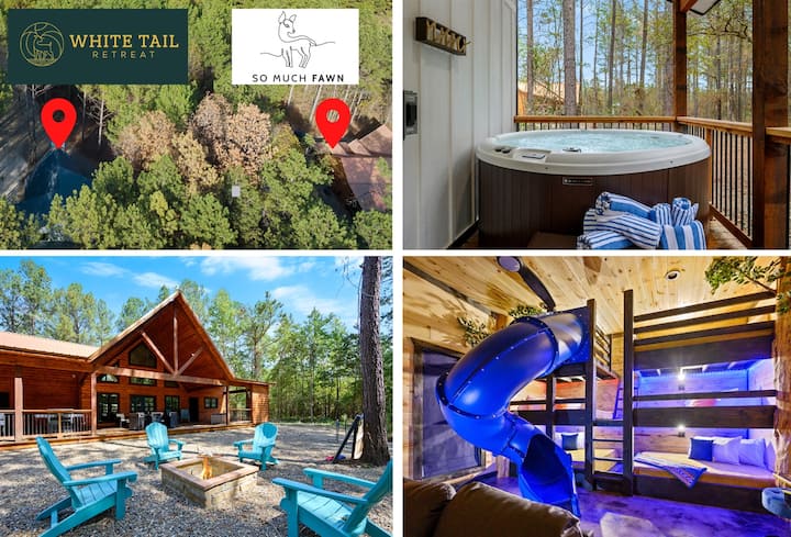 2 Adjacent Cabins Sleeps 28 W/bunks+slide+playsets - Broken Bow, OK