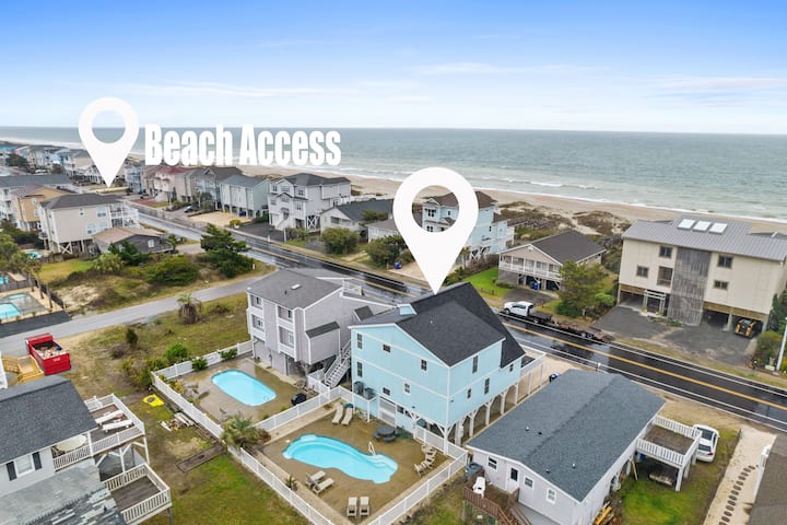 Pet Friendly W/ Private Pool | 2nd Row To Beach - Sunset Beach, NC
