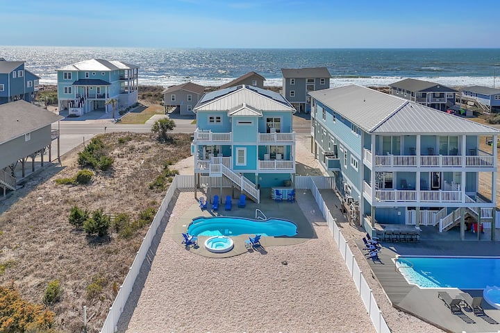 Luna's: Amazing Ocean View House W/private - Oak Island, NC