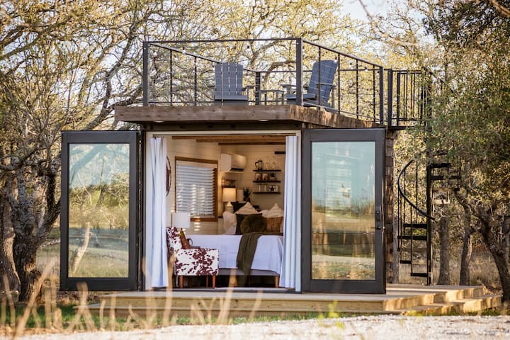 The Lone Star Shipping Container | Rooftop Patio - Fredericksburg, TX