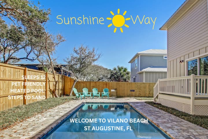 Pooll | Sunshine Way | Steps To Sand | 1 Pet - Vilano Beach, FL