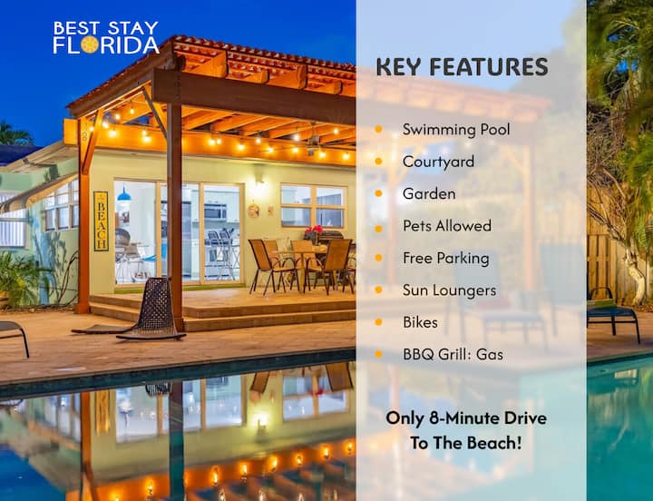Beachside Bliss | Lush Pool, Courtyard & Garden - Dania Beach