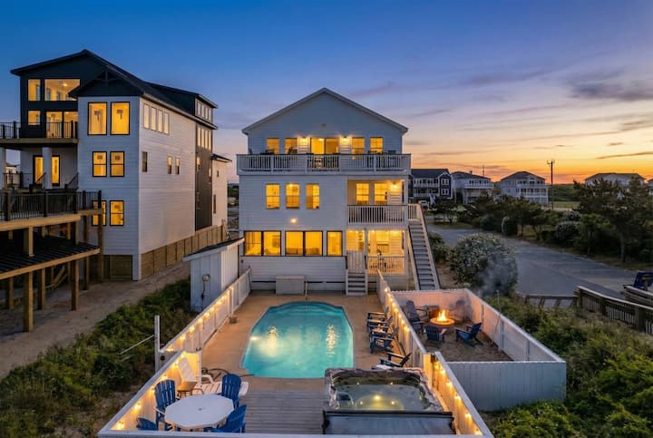 Oceanfront 8br Estate | Pool, Spa & Elevator - Nags Head, NC