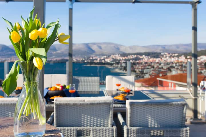 Oceanview Deluxe Penthouse Apartman Avec 89m2 Habi - Trogir