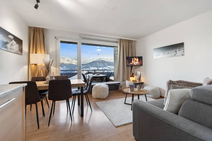 Appartement Chaleureux Avec Une Magnifique Vue - Crans-Montana