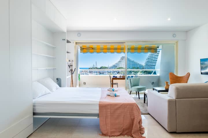 Studio Spacieux Avec Vue Imprenable Sur La Mer - Villeneuve-Loubet