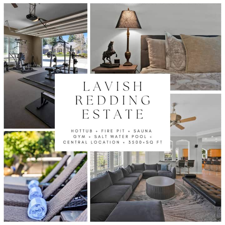 Lavish Estate | Hot Tub Fire Pit Sauna Gym Pool - Redding, CA