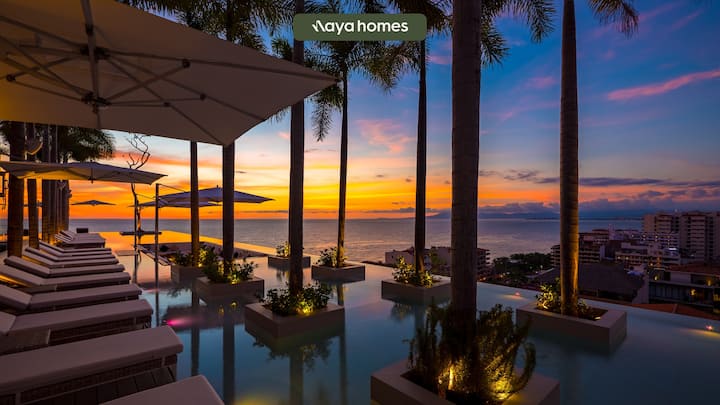Stylish King-bed Unit - Pool - Ocean View - Gym - Puerto Vallarta