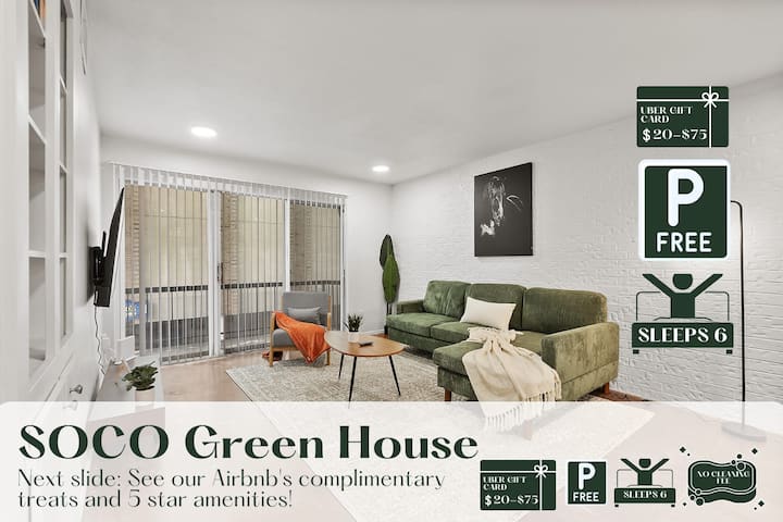 Soco Green House | Sleeps 6 | Free Pkg | Downtown - McKinney Falls State Park, Austin