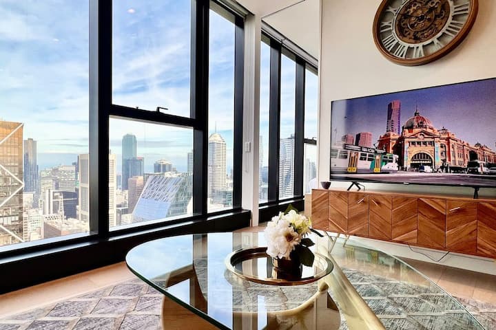 Sky High 2 Bedrooms Apt (1 Queen + 2 Singles) - Flinders Street Railway Station - Melbourne